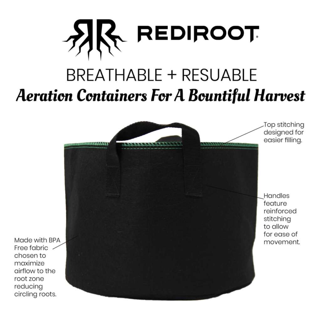 RediRoot Fabric Aeration Pot – Black w/ Handles (Pack of 5) - Hydro ...